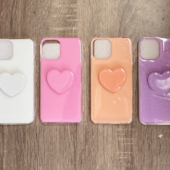 Accessories | Apple Iphone Cute Glitter Hearth Pop Socket Case | Poshmark